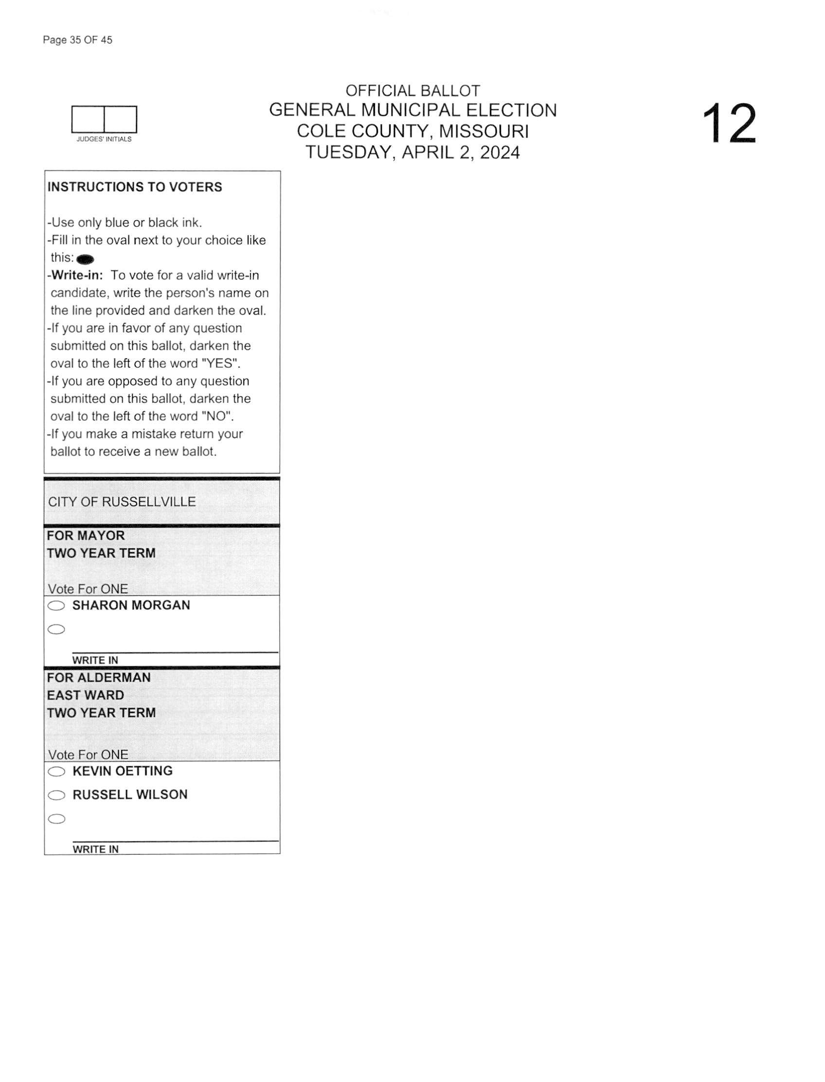 Sample Ballots - Russellville, MO • A Place to Call Home